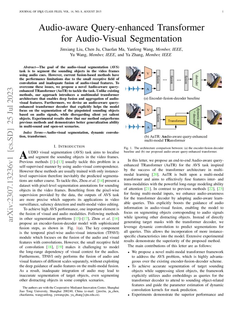 Audio-aware Query-enhanced Transformer for Audio-Visual Segmentation | DeepAI