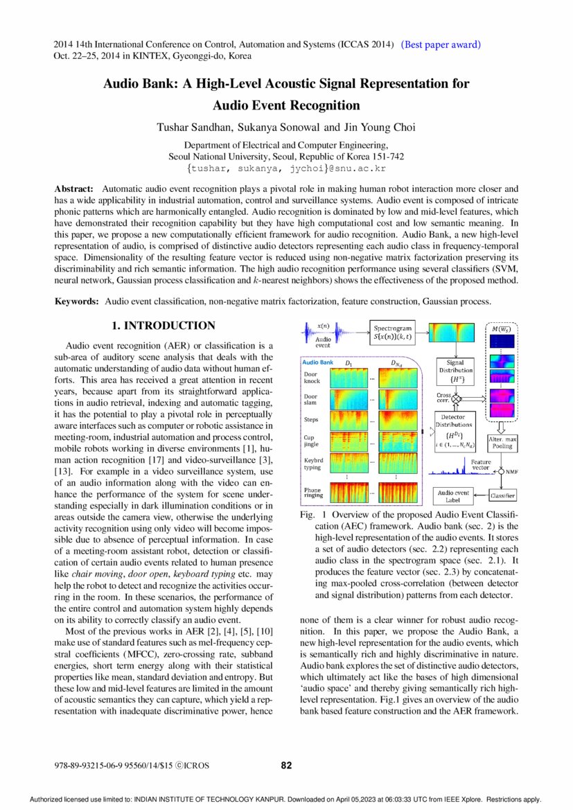 Audio Bank: A High-Level Acoustic Signal Representation for Audio Event Recognition | DeepAI
