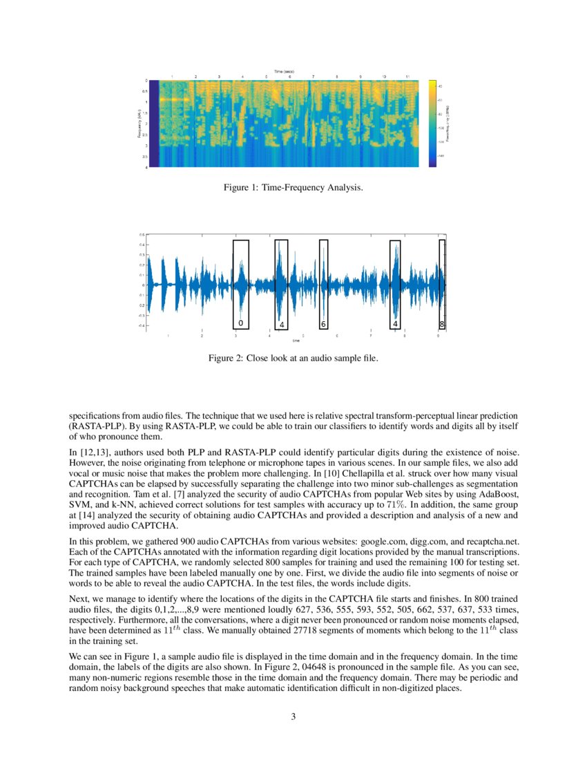 Audio Captcha Recognition Using RastaPLP Features by SVM | DeepAI