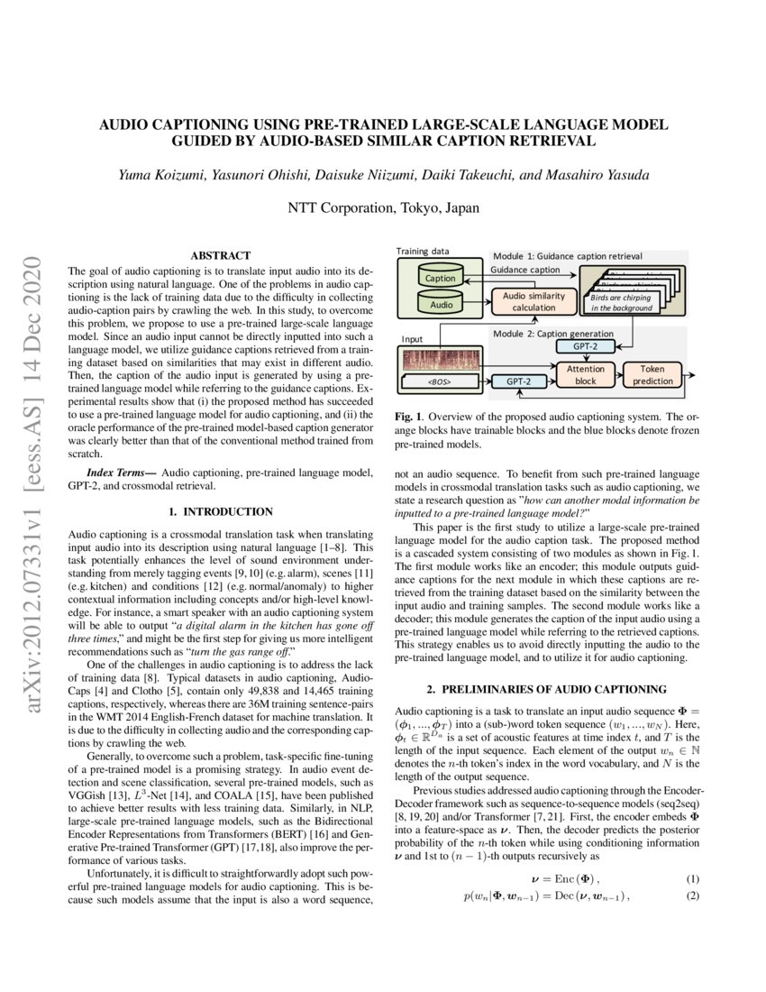 Audio Captioning using Pre-Trained Large-Scale Language Model Guided by Audio-based Similar ...