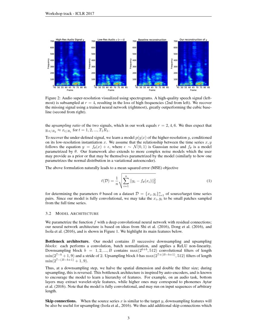 Audio Super Resolution using Neural Networks | DeepAI