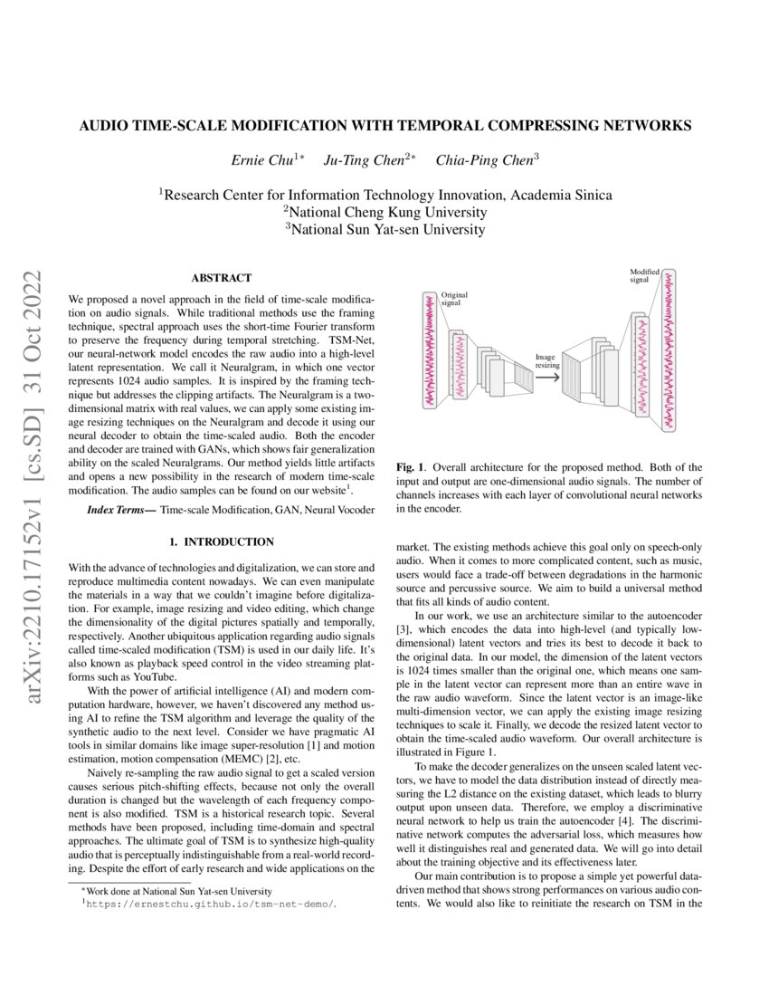 Audio Time Scale Modification With Temporal Compressing Networks Deepai
