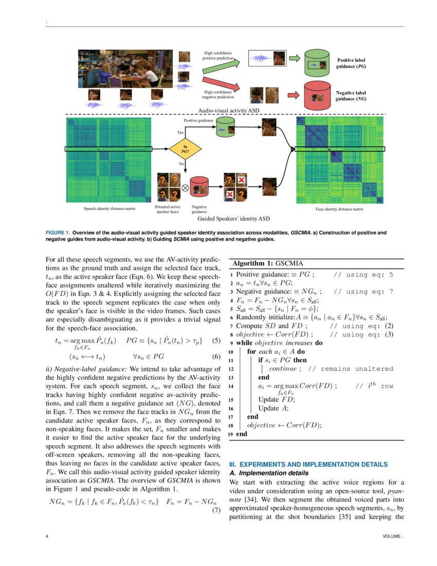 Audio Visual Activity Guided Cross Modal Identity Association For