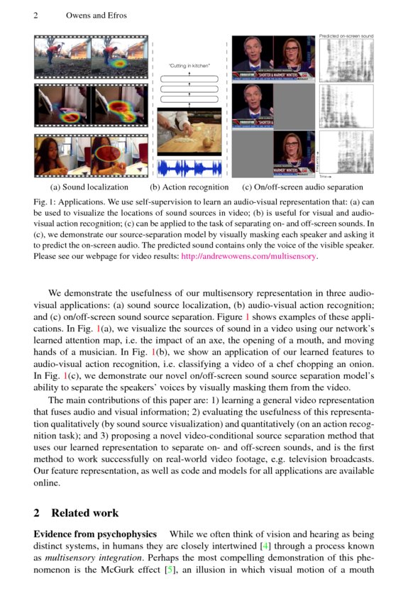 Audio-Visual Scene Analysis with Self-Supervised Multisensory Features ...