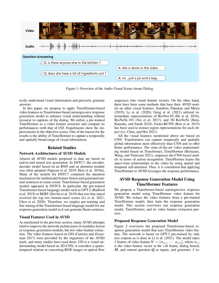Audio Visual Scene-Aware Dialog Generation with Transformer-based Video ...