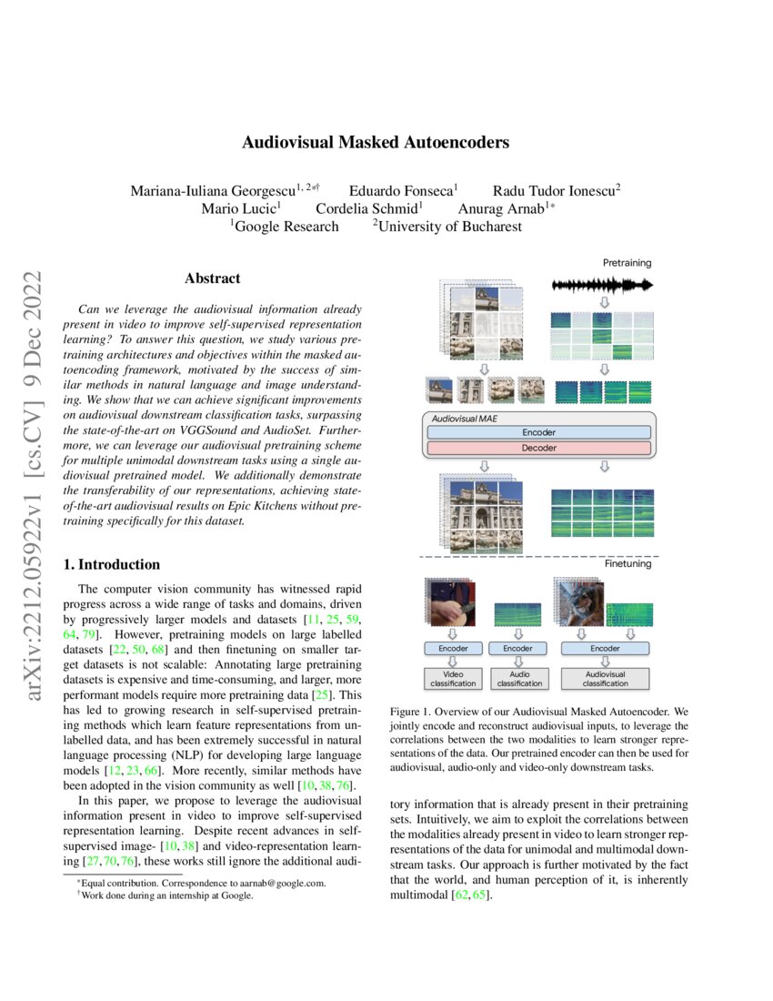 Audiovisual Masked Autoencoders | DeepAI