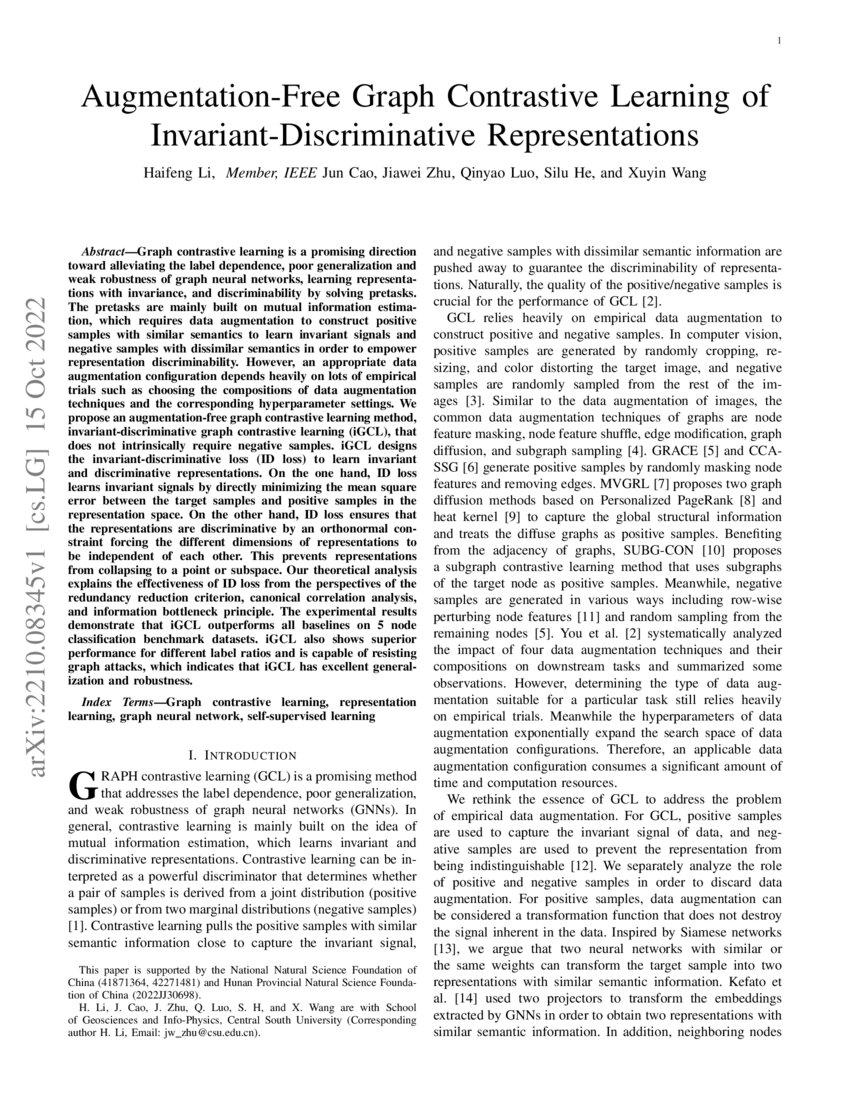 Augmentation-Free Graph Contrastive Learning of Invariant ... Augmentation-Free Graph Contrastive Learning of Invariant ...