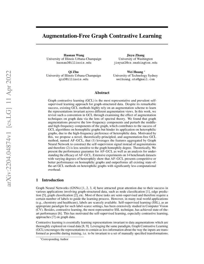 Augmentation-Free Graph Contrastive Learning | DeepAI