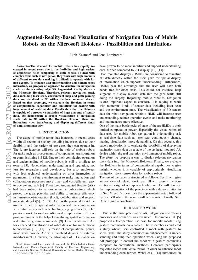 Augmented Reality Based Visualization Of Navigation Data Of Mobile Robots On The Microsoft
