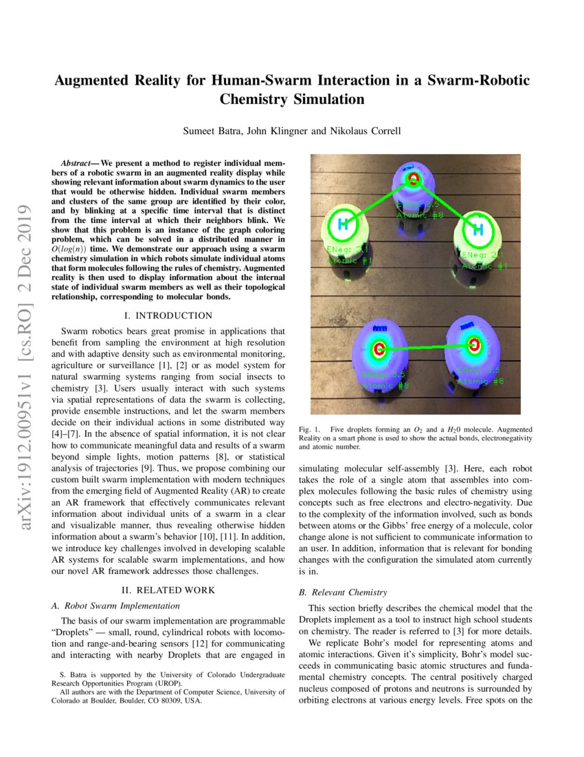 Augmented Reality for Human-Swarm Interaction in a Swarm-Robotic ...