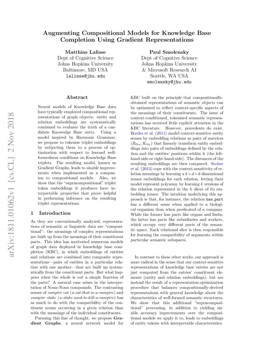 Augmenting Compositional Models for Knowledge Base Completion Using ... Augmenting Compositional Models for Knowledge Base Completion Using ...