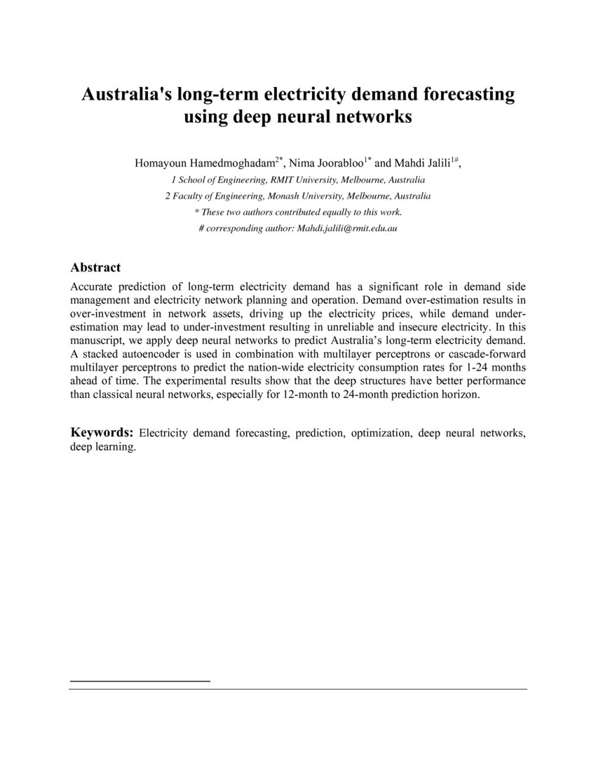 Australias Long Term Electricity Demand Forecasting Using Deep Neural