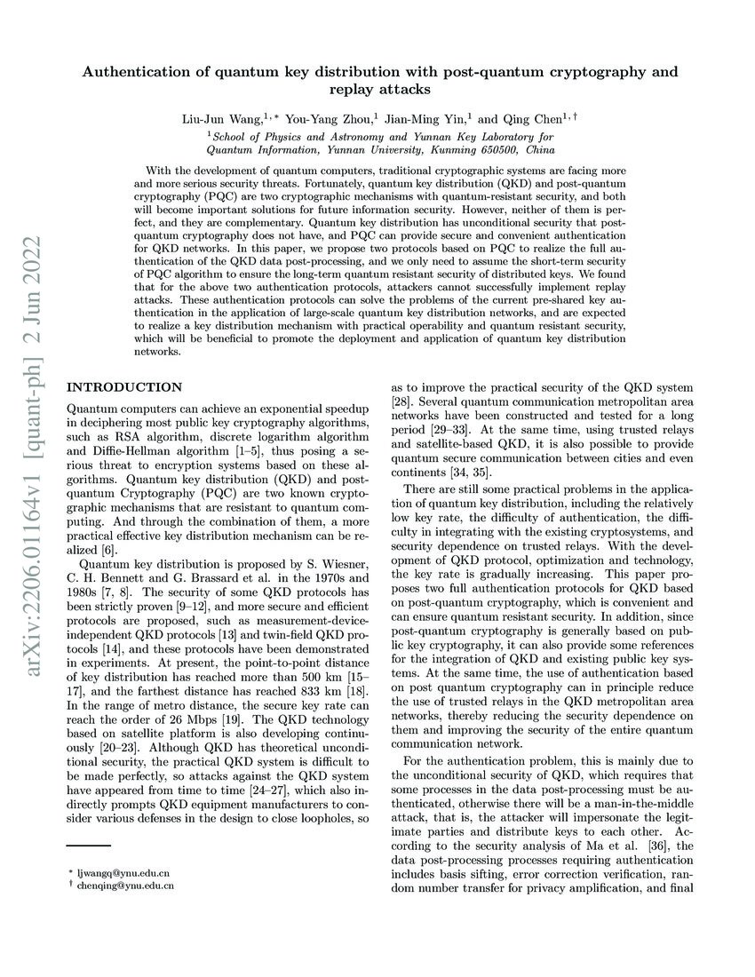 Authentication of quantum key distribution with post-quantum ...
