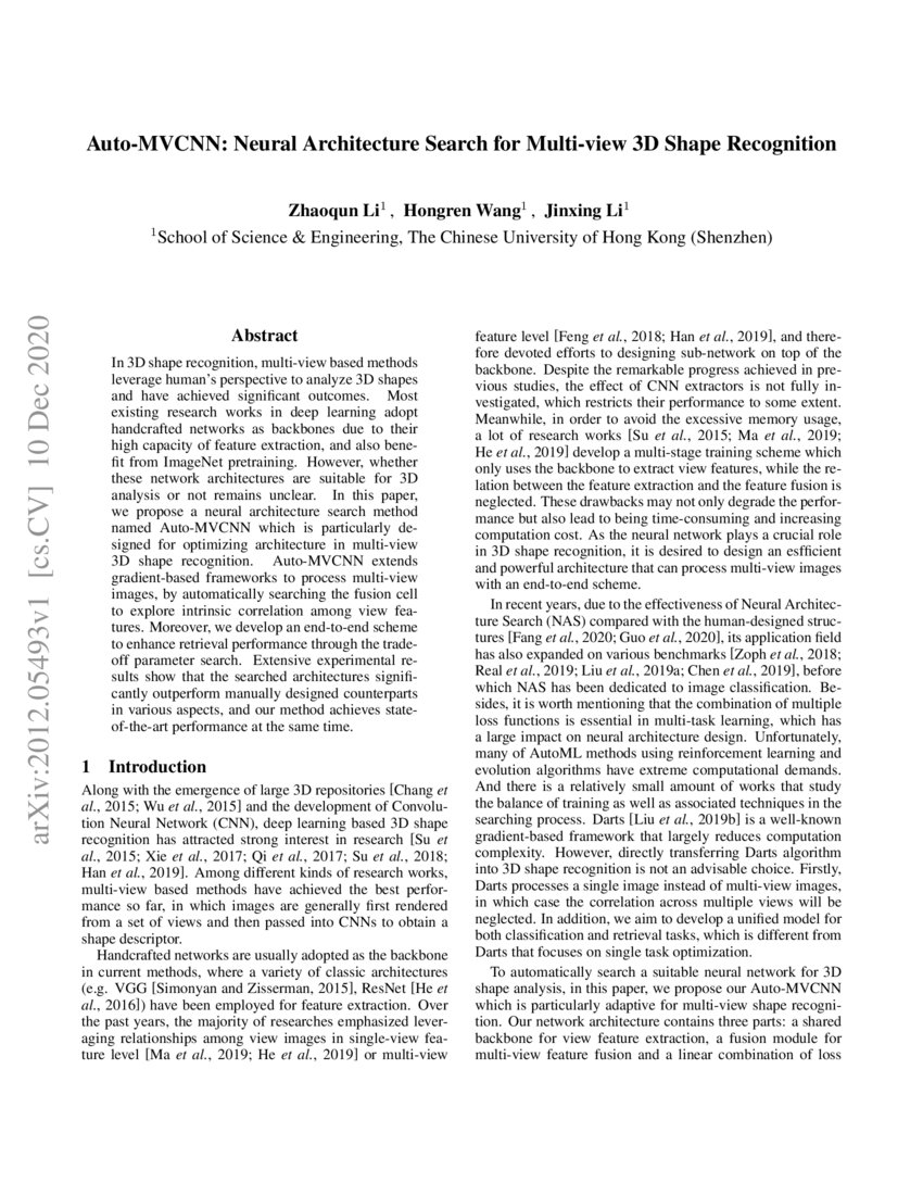 Auto Mvcnn Neural Architecture Search For Multi View 3d Shape 9663