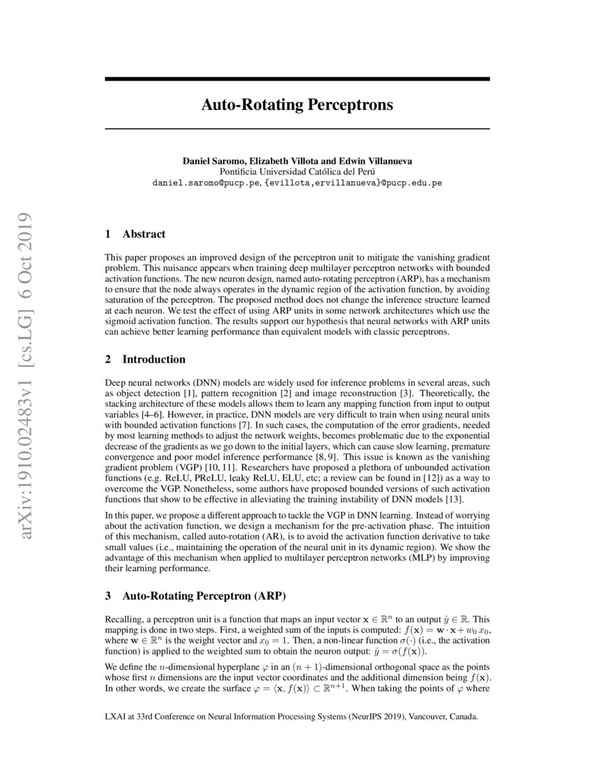 Auto-Rotating Perceptrons | DeepAI
