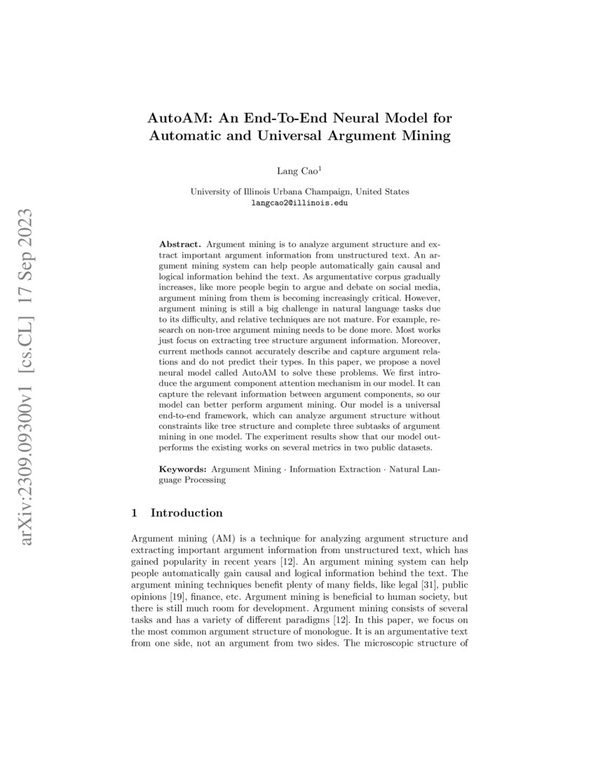 Autoam An End To End Neural Model For Automatic And Universal Argument Mining Deepai
