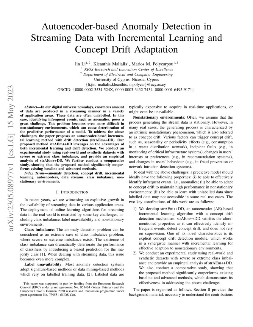 Autoencoder Based Anomaly Detection In Streaming Data With Incremental