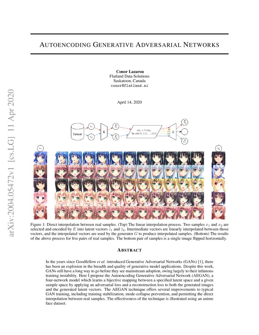 Autoencoding Generative Adversarial Networks Deepai 0072