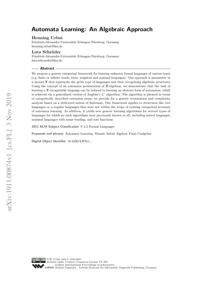Automata Learning: An Algebraic Approach | DeepAI