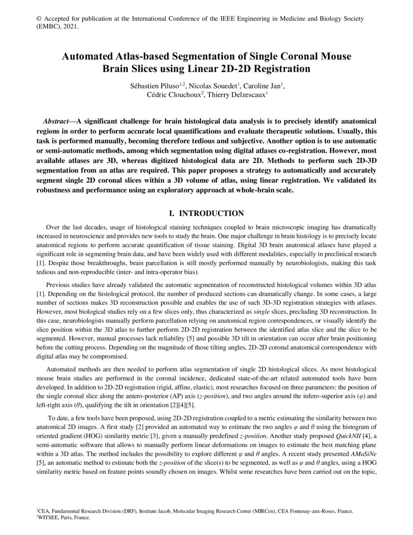 Automated Atlas-based Segmentation of Single Coronal Mouse Brain Slices ...
