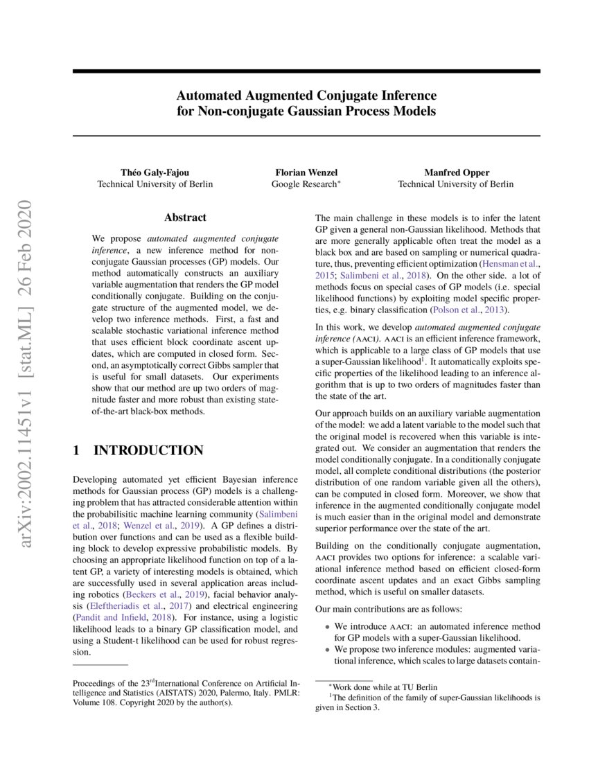 Automated Augmented Conjugate Inference For Non Conjugate Gaussian Process Models Deepai 