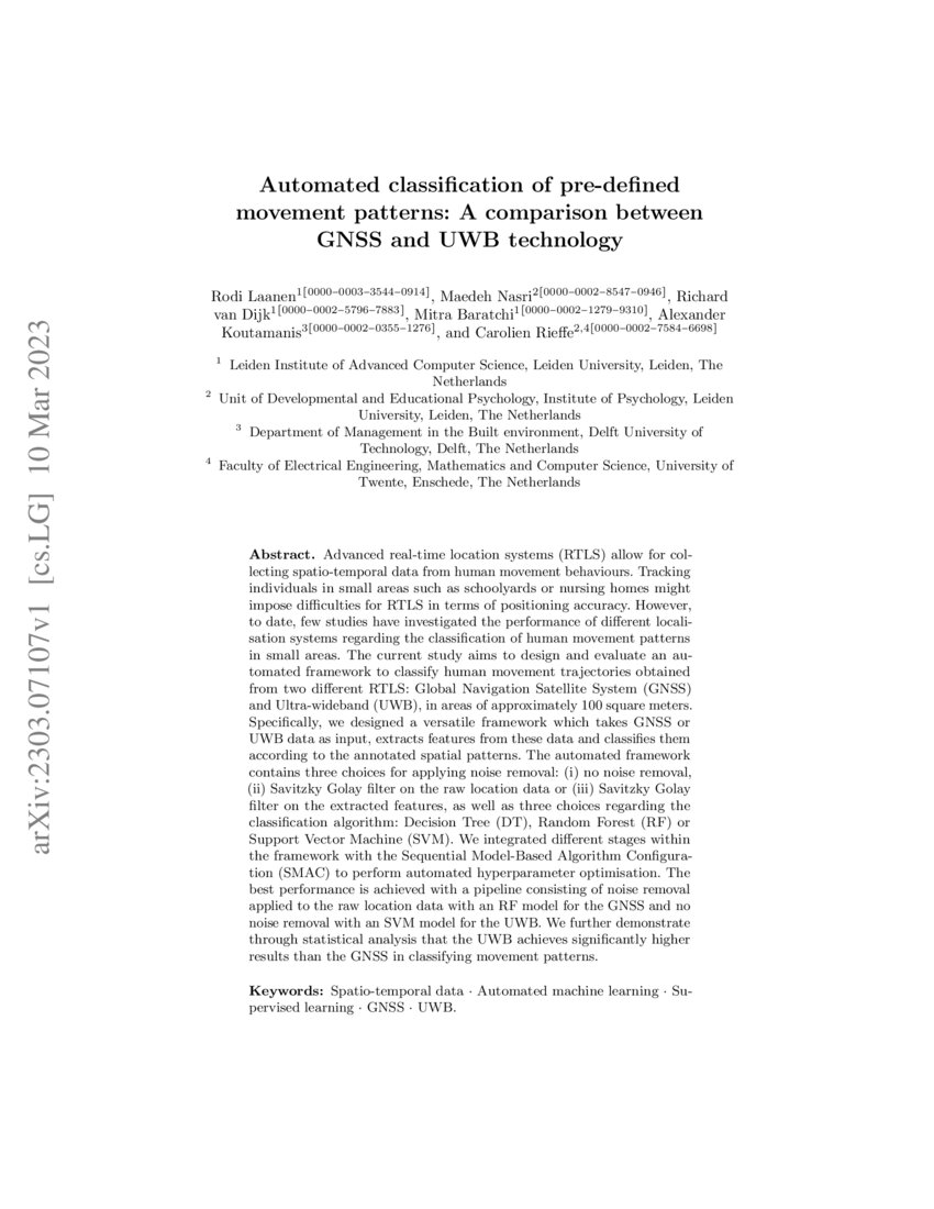 Automated classification of pre-defined movement patterns: A comparison ...