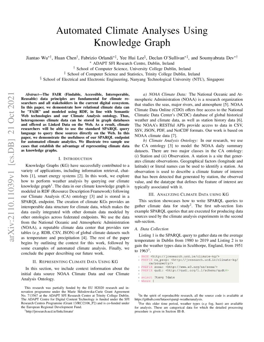 Automated Climate Analyses Using Knowledge Graph | DeepAI