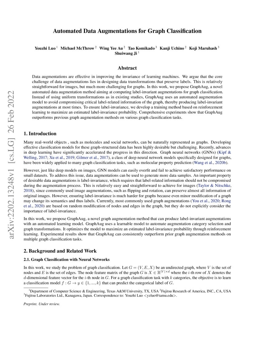 Automated Data Augmentations for Graph Classification | DeepAI
