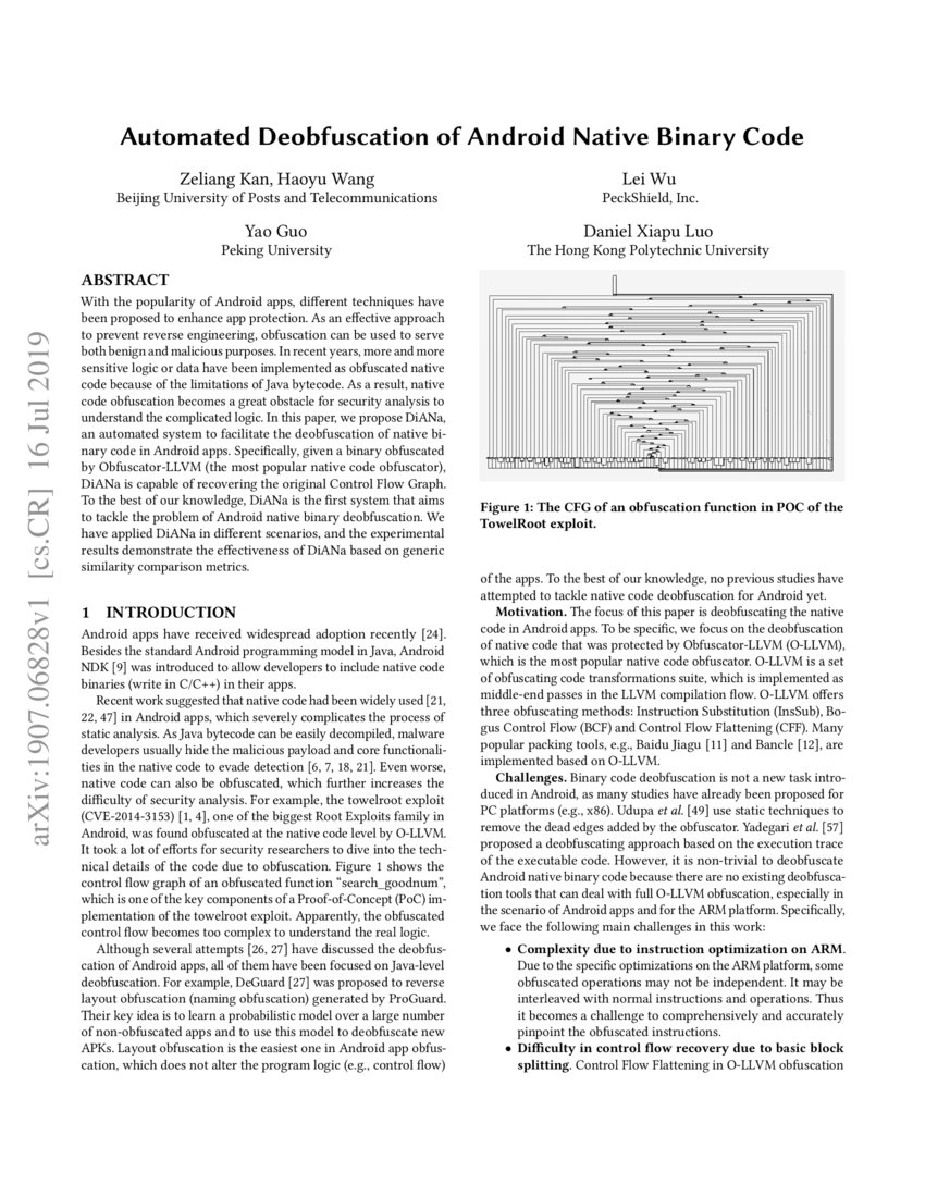 Automated Deobfuscation of Android Native Binary Code | DeepAI