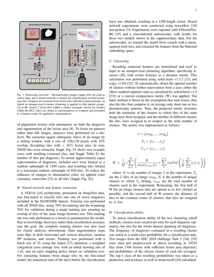 Automated Dermatoscopic Pattern Discovery By Clustering Neural Network Output For Human Computer 