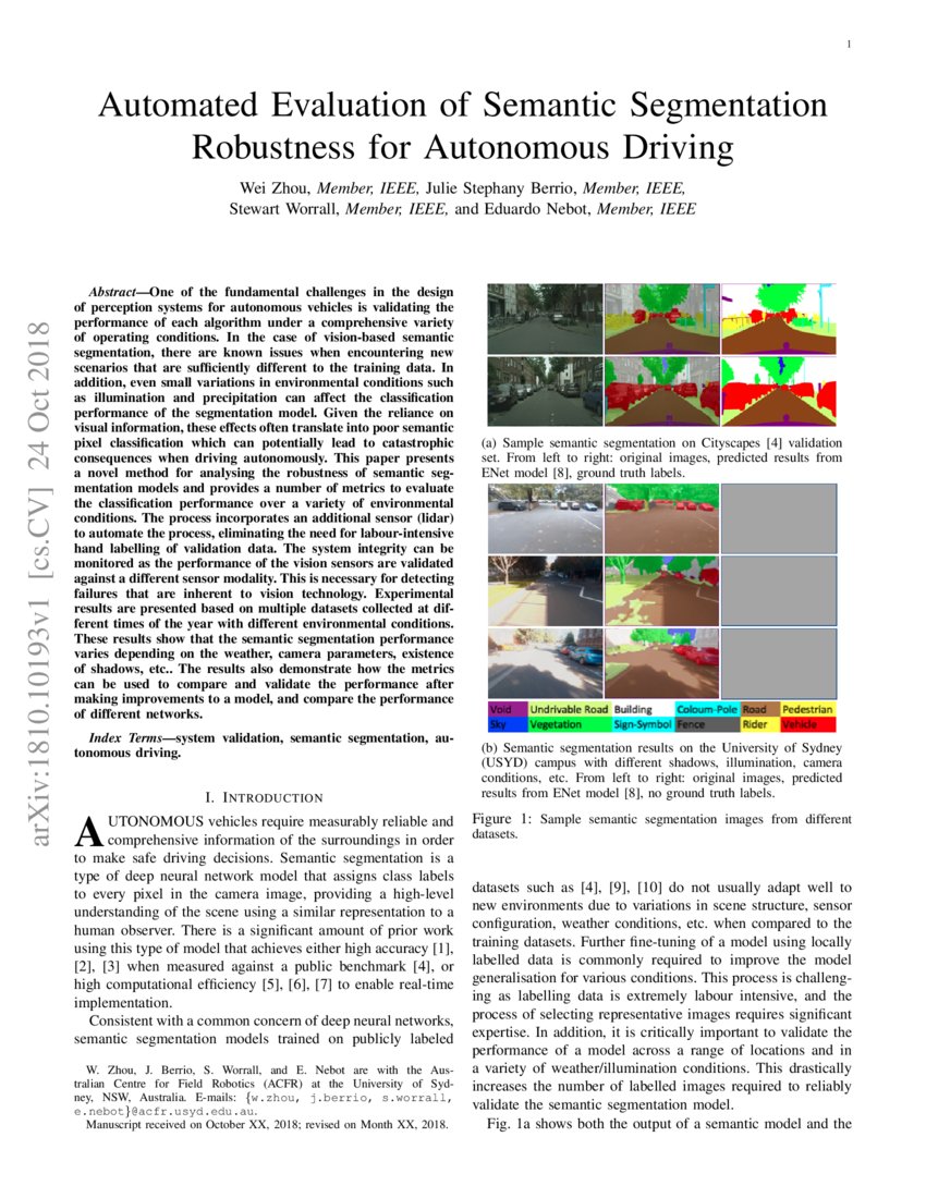 Automated Evaluation Of Semantic Segmentation Robustness For Autonomous