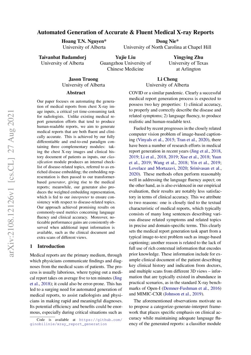 Automated Generation of Accurate & Fluent Medical X-ray Reports | DeepAI