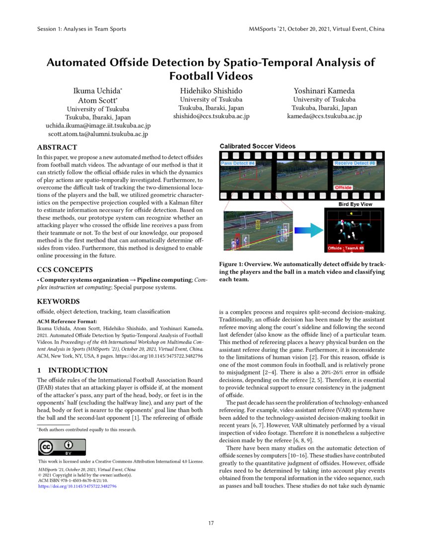 Automated Offside Detection by Spatio-Temporal Analysis of Football ...