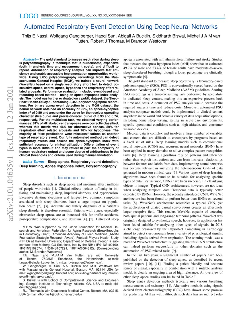 Automated Respiratory Event Detection Using Deep Neural Networks | DeepAI Automated Respiratory Event Detection Using Deep Neural Networks | DeepAI