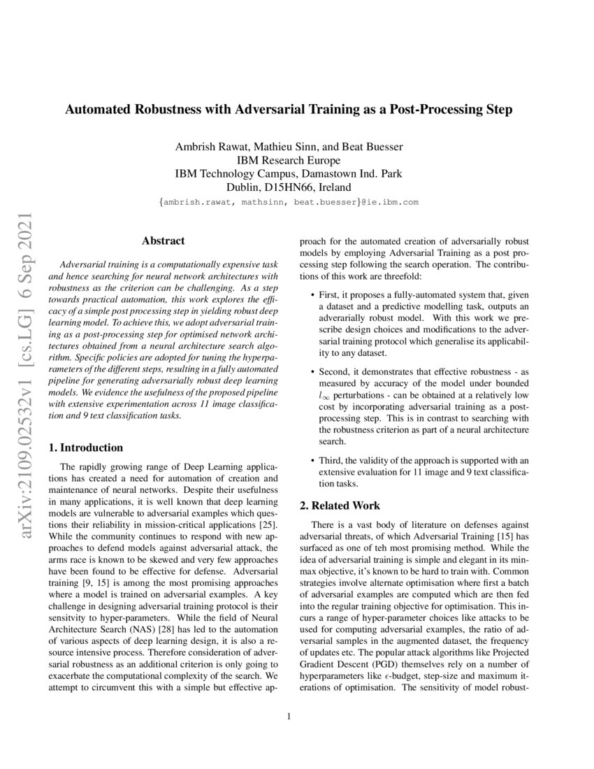 Automated Robustness With Adversarial Training As A Post Processing
