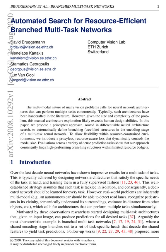 Automated Search for Resource-Efficient Branched Multi-Task Networks ...