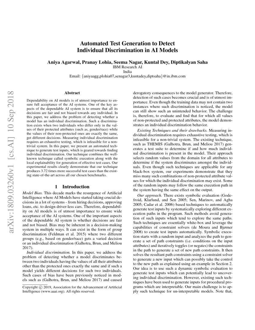 Automated Test Generation To Detect Individual Discrimination In Ai Models Deepai