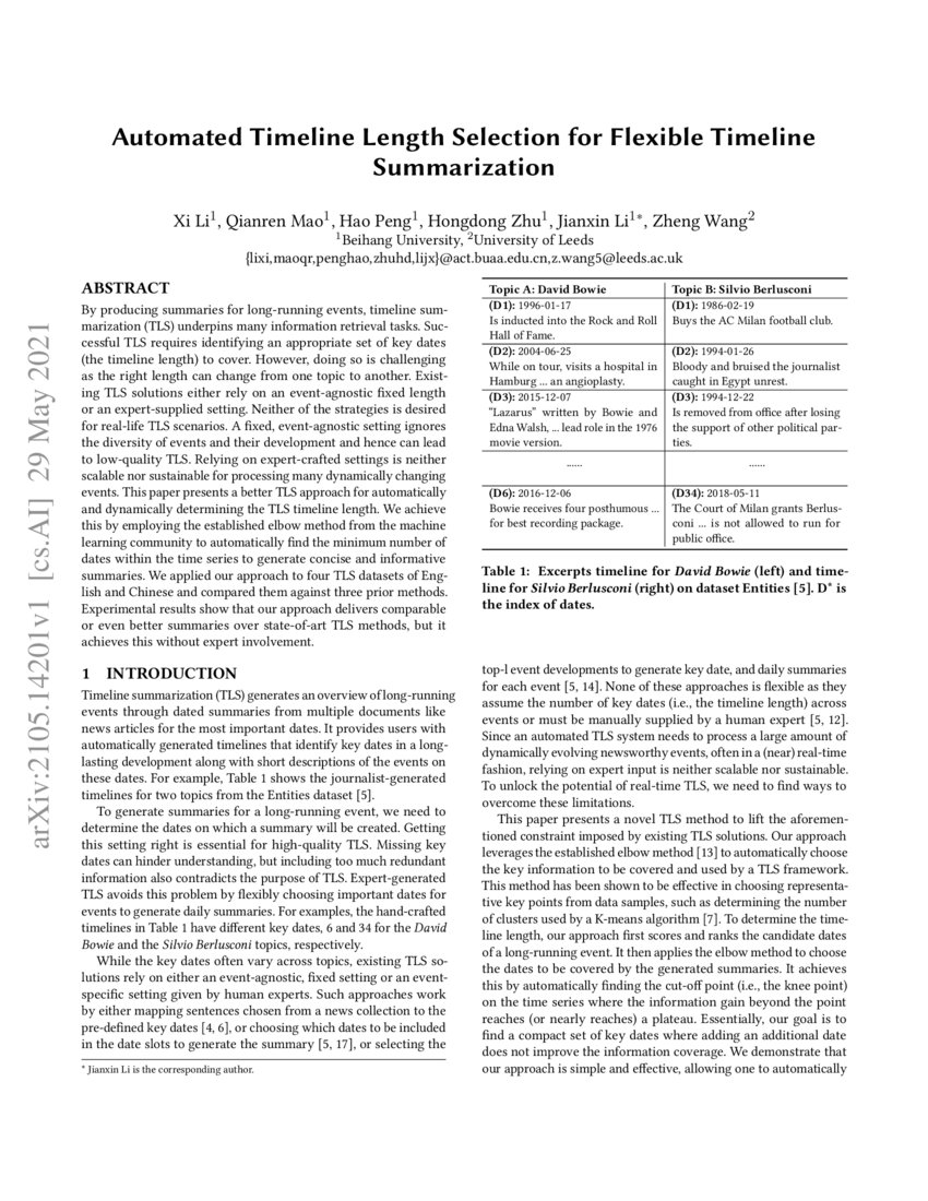 Automated Timeline Length Selection For Flexible Timeline Summarization