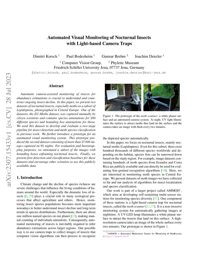 Automated Visual Monitoring of Nocturnal Insects with Light-based ...