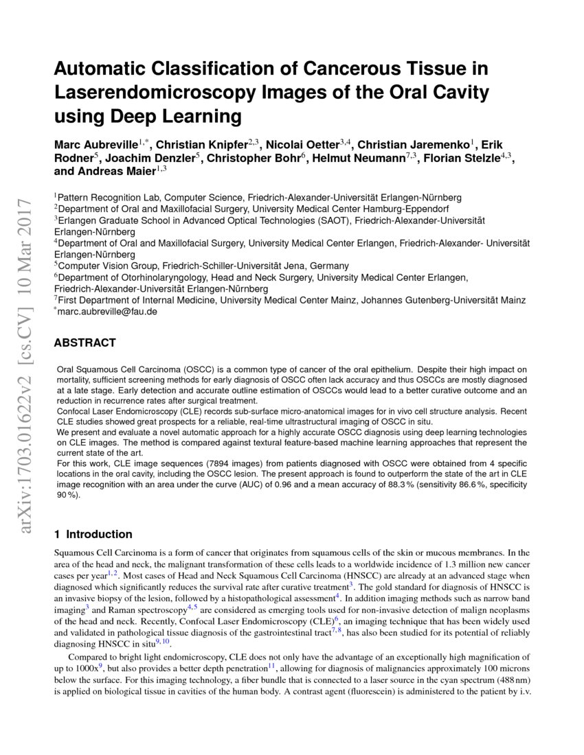 Automatic Classification of Cancerous Tissue in Laserendomicroscopy ...
