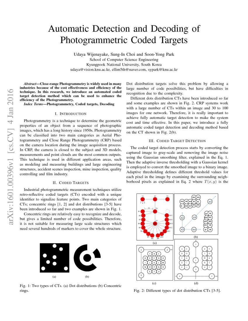 Automatic Detection and Decoding of Photogrammetric Coded Targets | DeepAI