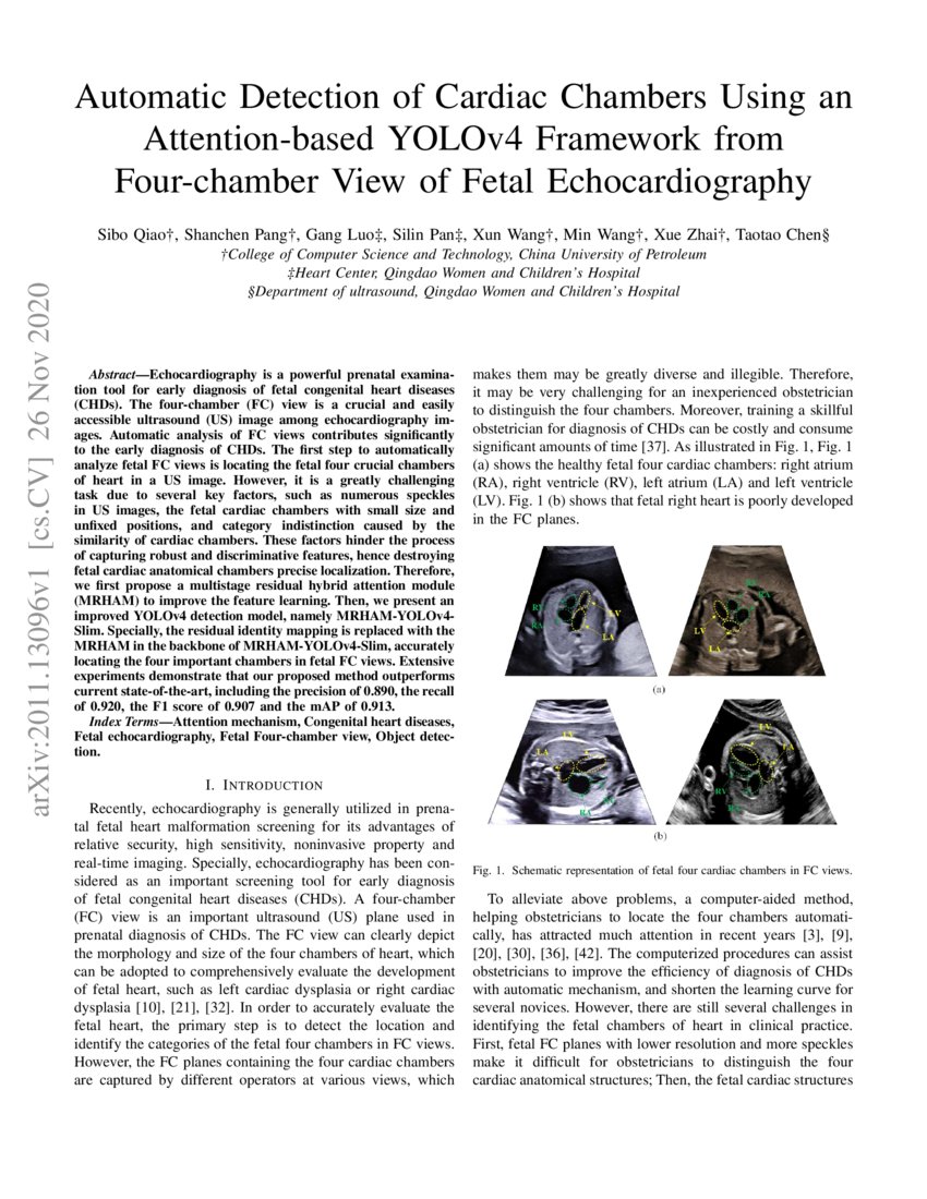 Automatic Detection of Cardiac Chambers Using an Attention-based YOLOv4 Framework from Four ...