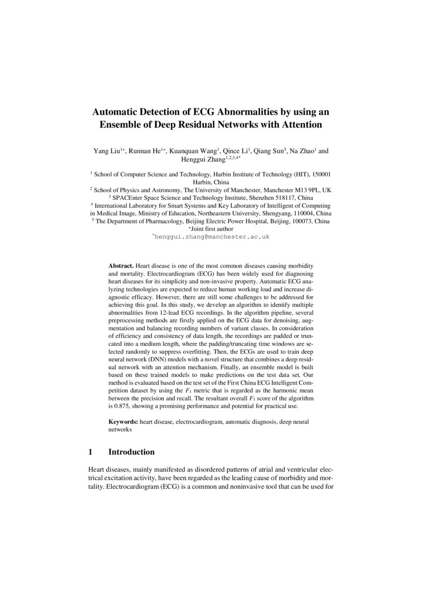 Automatic Detection of ECG Abnormalities by using an Ensemble of Deep ...
