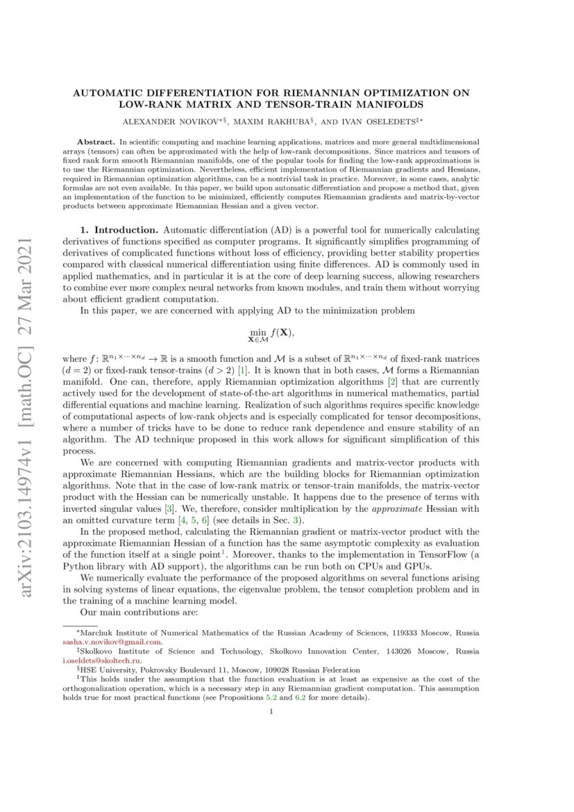 Automatic Differentiation For Riemannian Optimization On Low Rank Matrix And Tensor Train