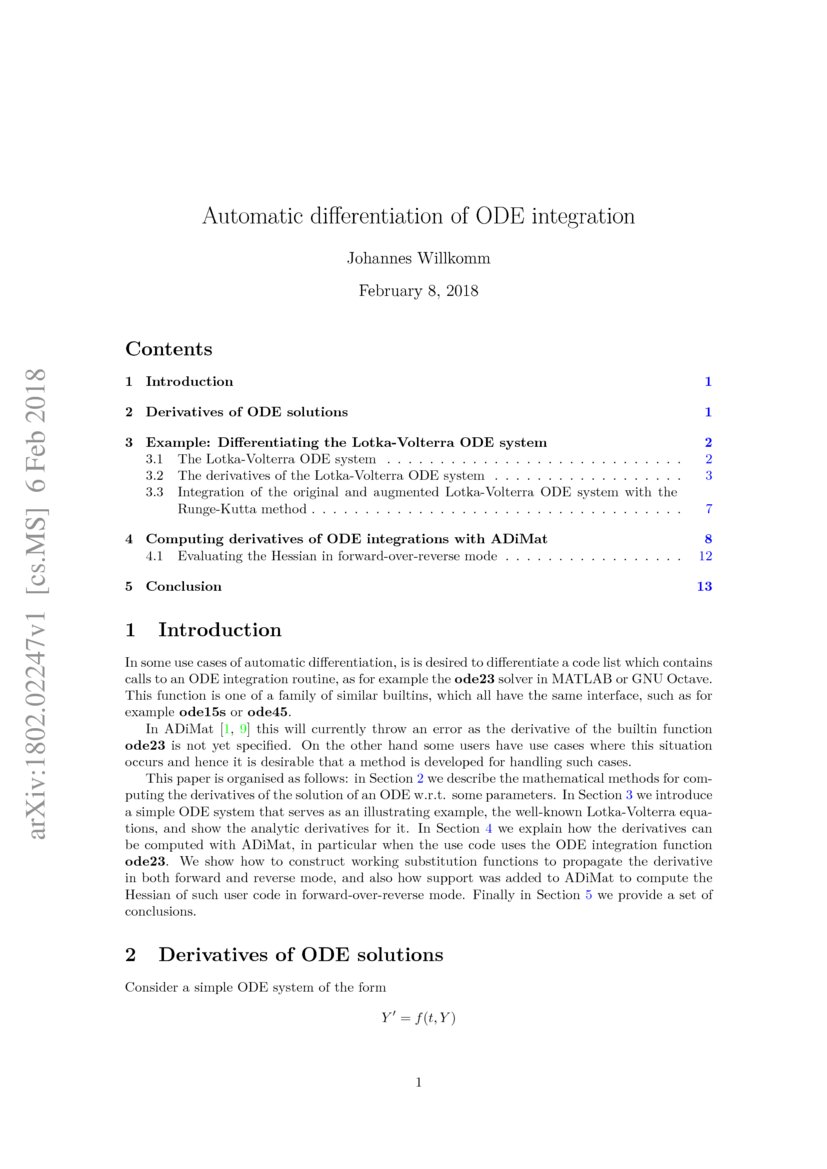 Automatic differentiation of ODE integration | DeepAI