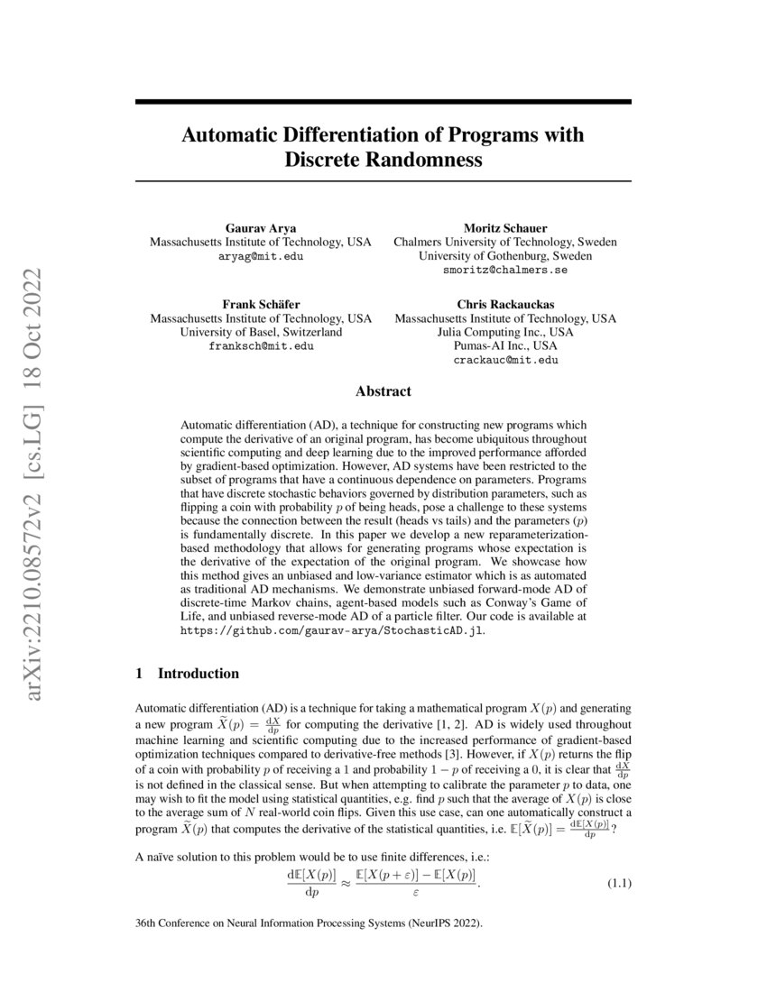 Automatic Differentiation of Programs with Discrete Randomness | DeepAI