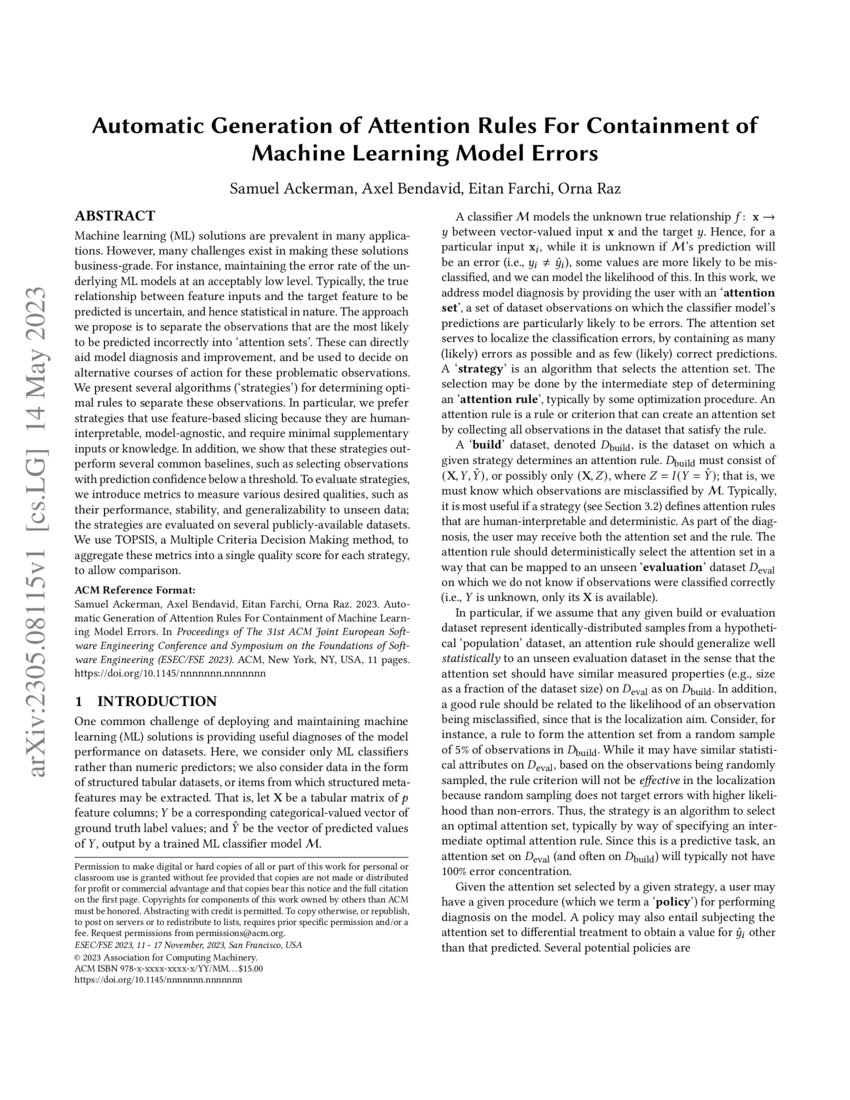 Automatic Generation Of Attention Rules For Containment Of Machine