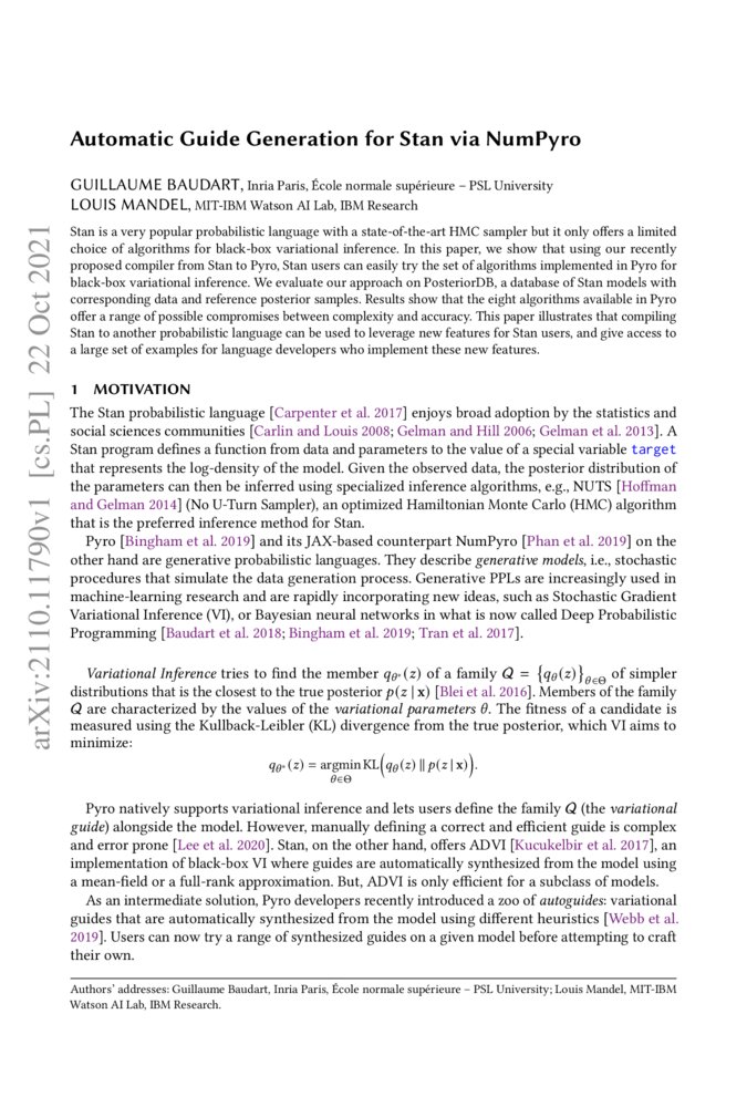 Automatic Guide Generation for Stan via NumPyro | DeepAI