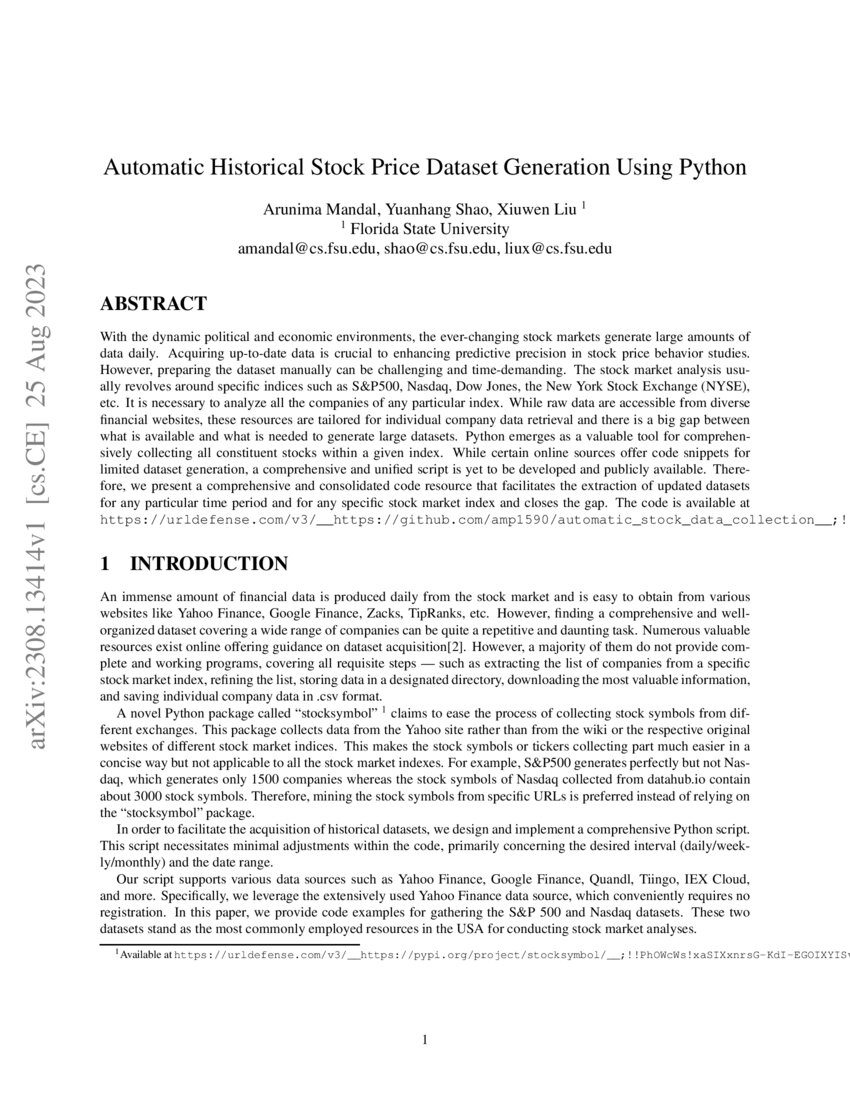 Automatic Historical Stock Price Dataset Generation Using Python | DeepAI Automatic Historical Stock Price Dataset Generation Using Python | DeepAI