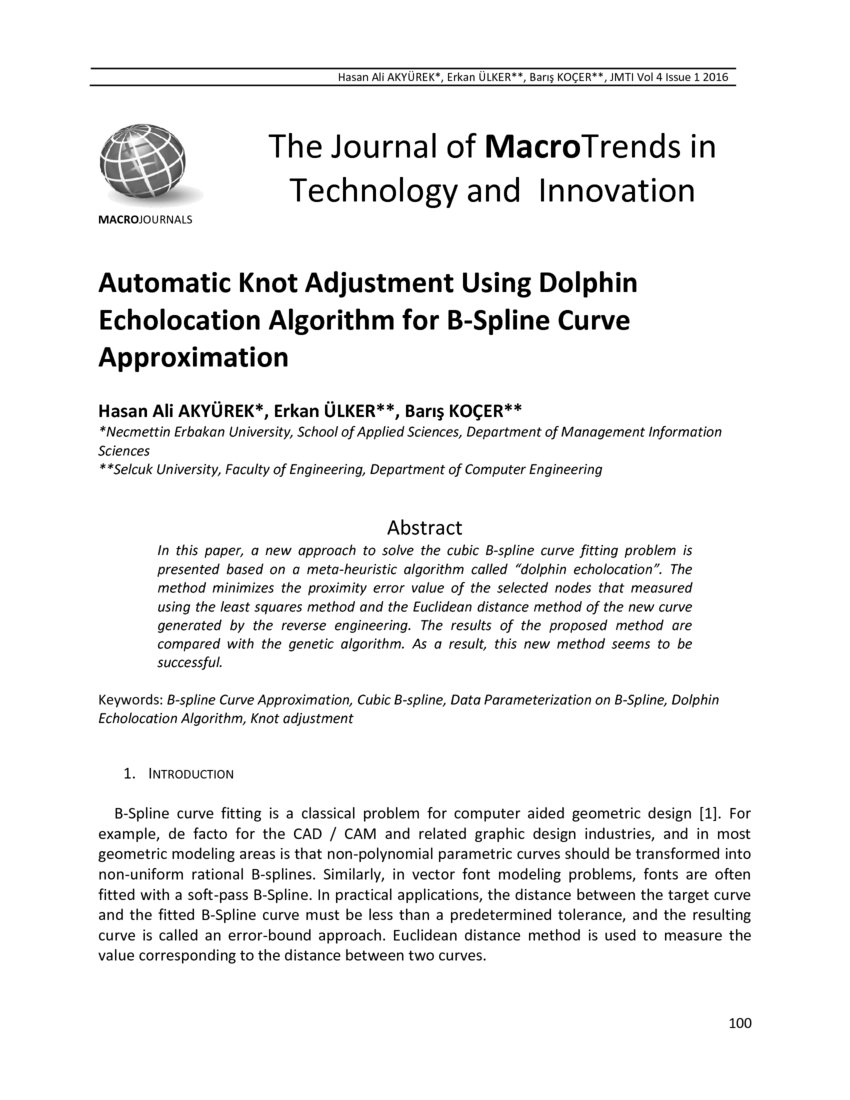 Automatic Knot Adjustment Using Dolphin Echolocation Algorithm For B